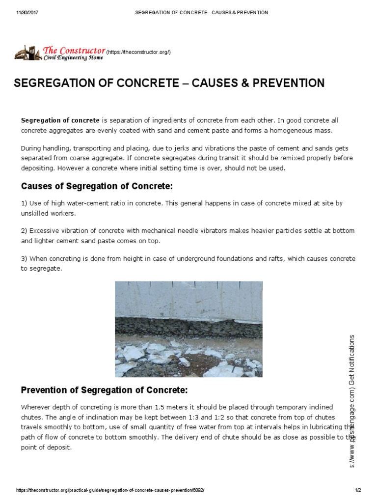 Causes and Prevention of Concrete Segregation | PDF | Concrete | Chemistry
