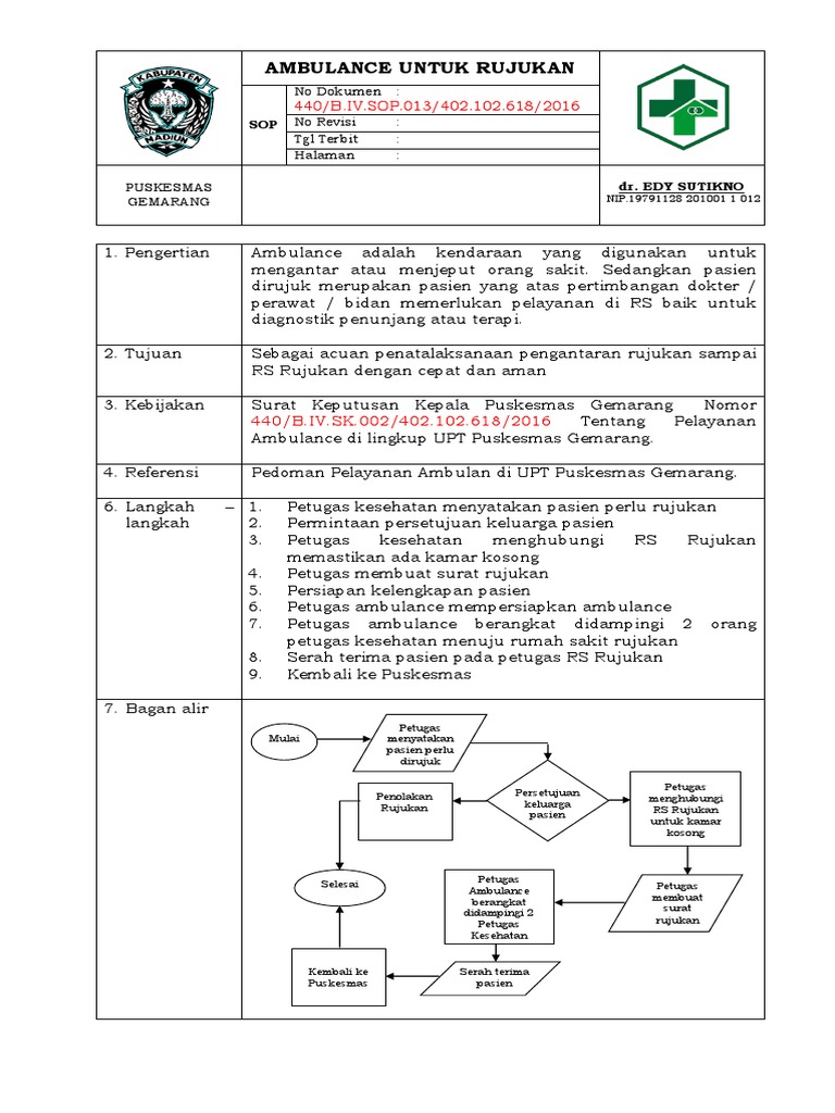 Sop Ambulance Untuk Rujukan | PDF