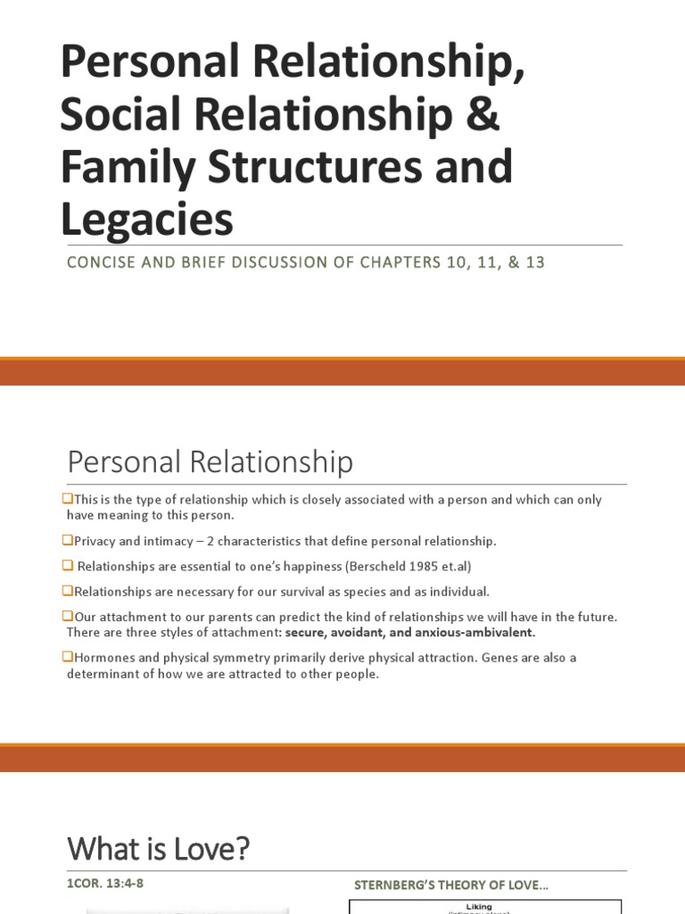 Personal Relationship, Social Relationship and Family Structures ...