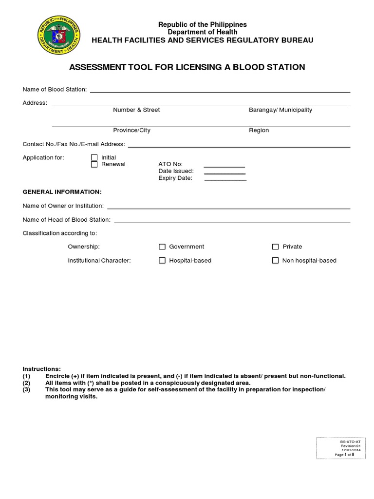 Assessment Tool For Blood Station | PDF | Pathology | Quality Assurance