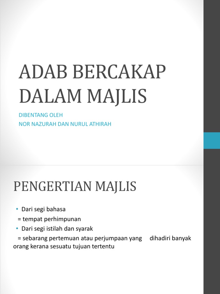 Adab Bercakap Dalam Majlis | PDF