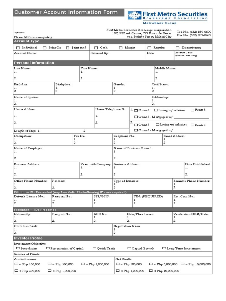 First Metrosec Form | PDF | Order (Exchange) | Securities (Finance)
