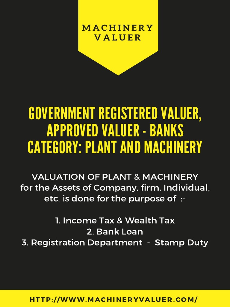 Plant and Machinery Valuation - Machinery Valuer | PDF