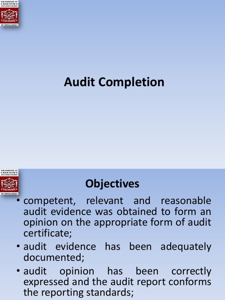 Audit Completion | PDF | Auditor's Report | Audit