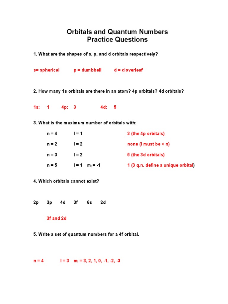Quantum Numbers and Orbital Shapes Guide | PDF | Language Arts ...