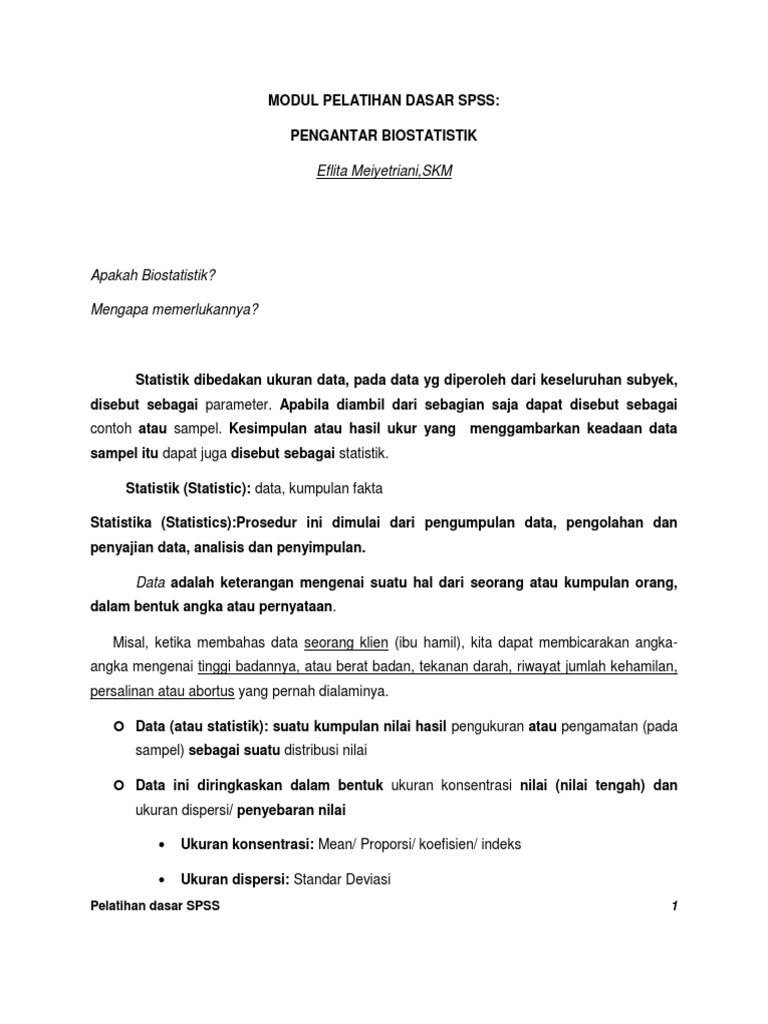 Modul Pelatihan Dasar Spss | PDF
