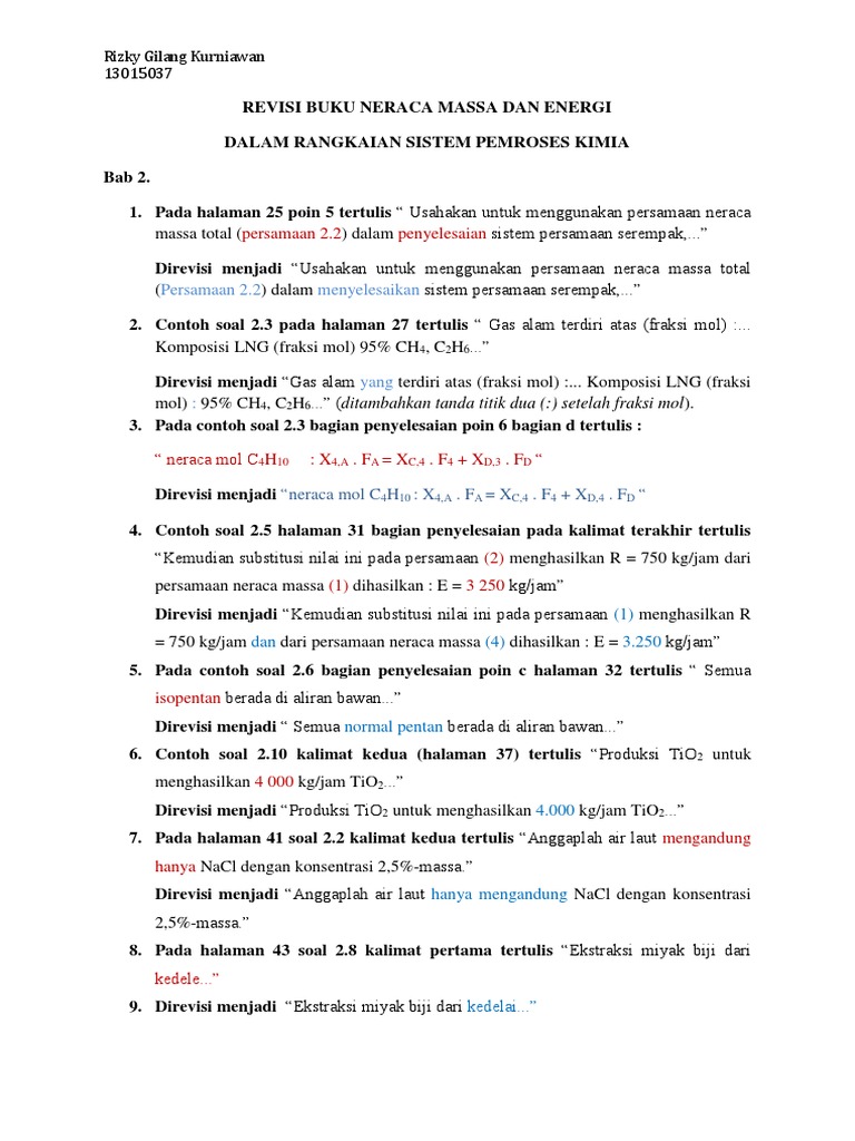 Revisi Buku Neraca Massa dan Energi | PDF | Metode & Bahan Ajar | Sains & Matematika