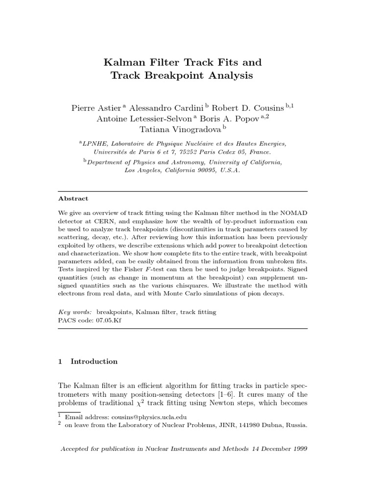 Basic Kalman Filter | PDF | Kalman Filter | Electron
