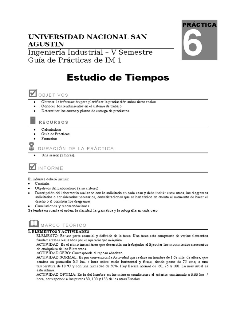 Guia 6 Estudio De Tiempos Pdf Tornillo