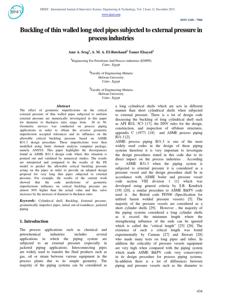 Ijiset V2 I12 50 | PDF | Buckling | Pipe (Fluid Conveyance)