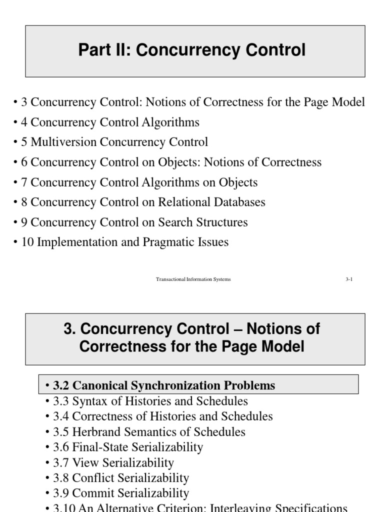Part Ii Concurrency Control Transactional Information Systems 3 1 Pdf Distributed