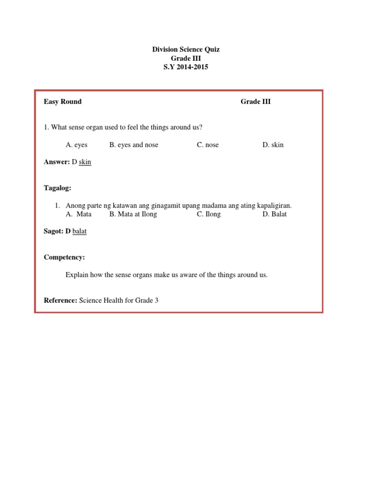 Science Quiz Bee Grade 3 | Download Free PDF | Greenhouse Effect ...