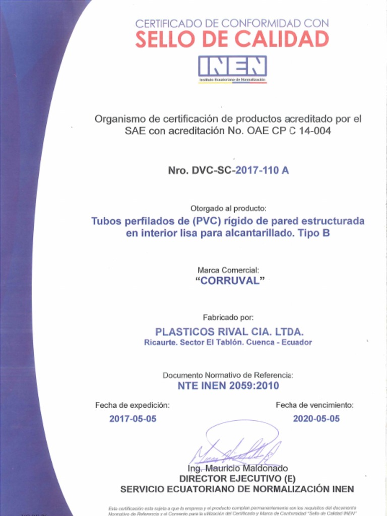 Pr2017-Pvc Corruval Tipo B Nte Inen 2059 | PDF