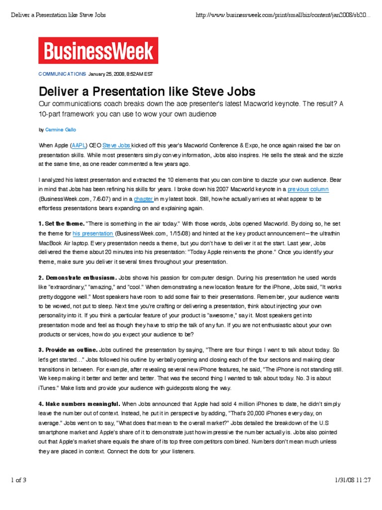 Steve Jobs Talk | Download Free PDF | Steve Jobs | I Phone