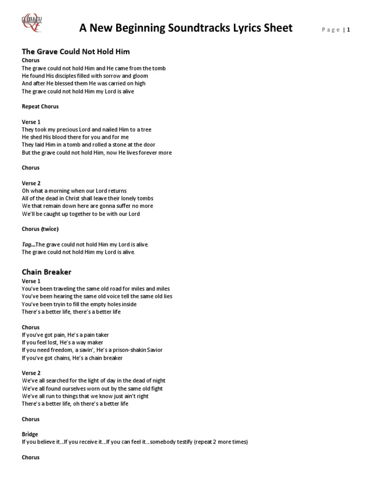 A New Beginning Graduation Lyrics | PDF | Song Structure | Jesus