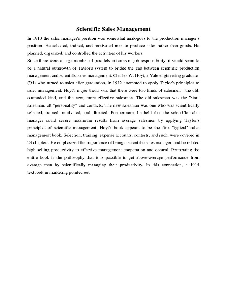 Scientific Sales Management Insights | PDF