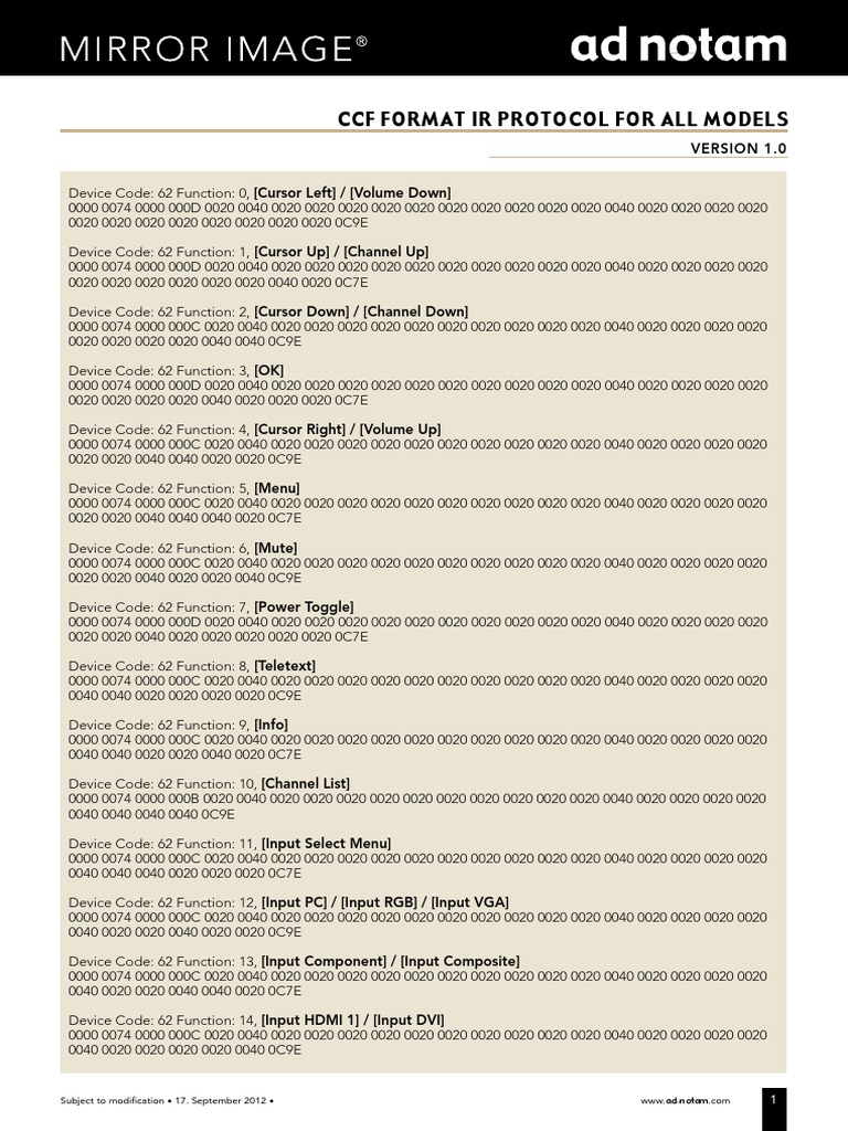 TD Dfu v2-Xx Ir Rc5 Protocol - CCF | PDF