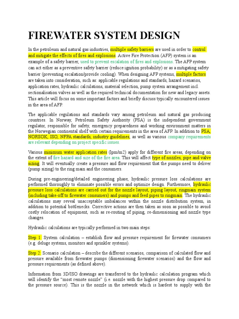 Firewater System Design | Download Free PDF | Valve | Pump