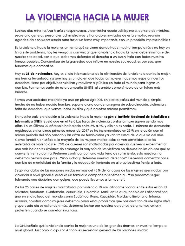 Discurso La Violencia Contra Las Mujeres Mujer