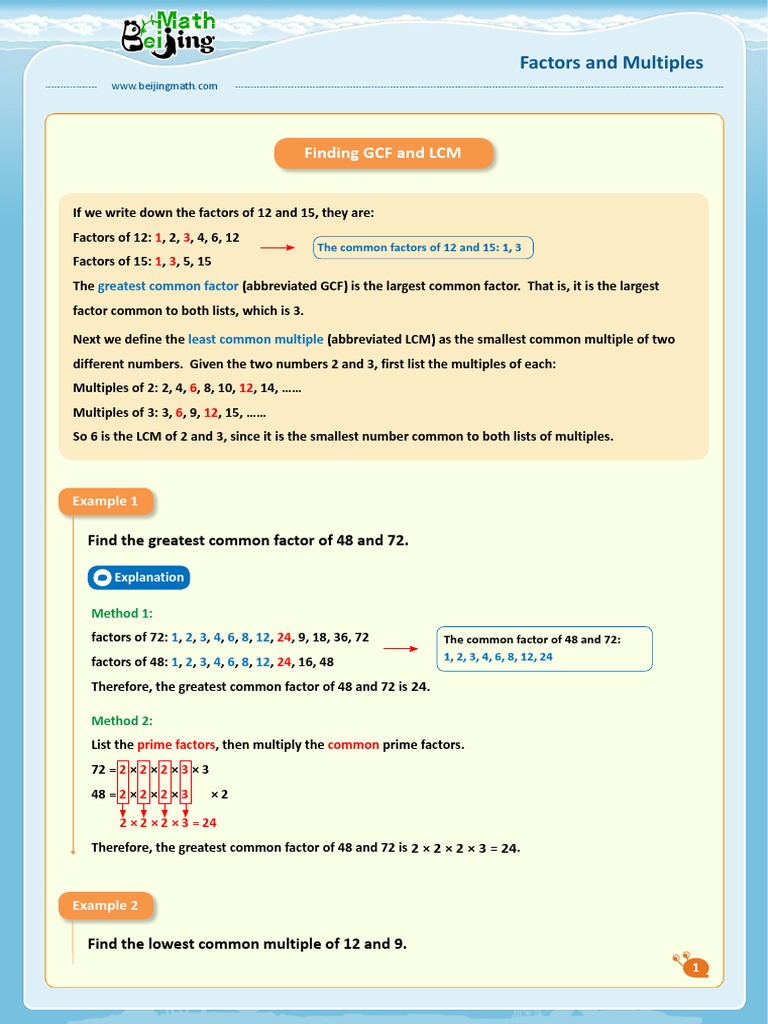 Finding GCF and LCM | PDF | Teaching Methods & Materials