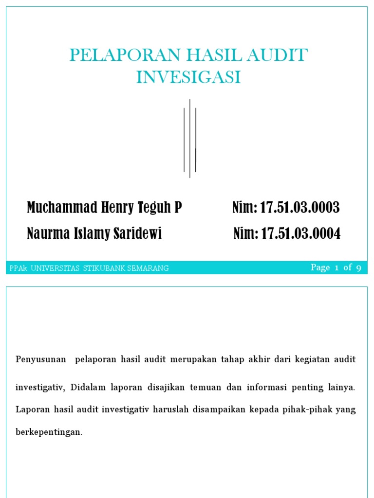 Laporan Hasil Audit Investigasi | PDF | Bisnis