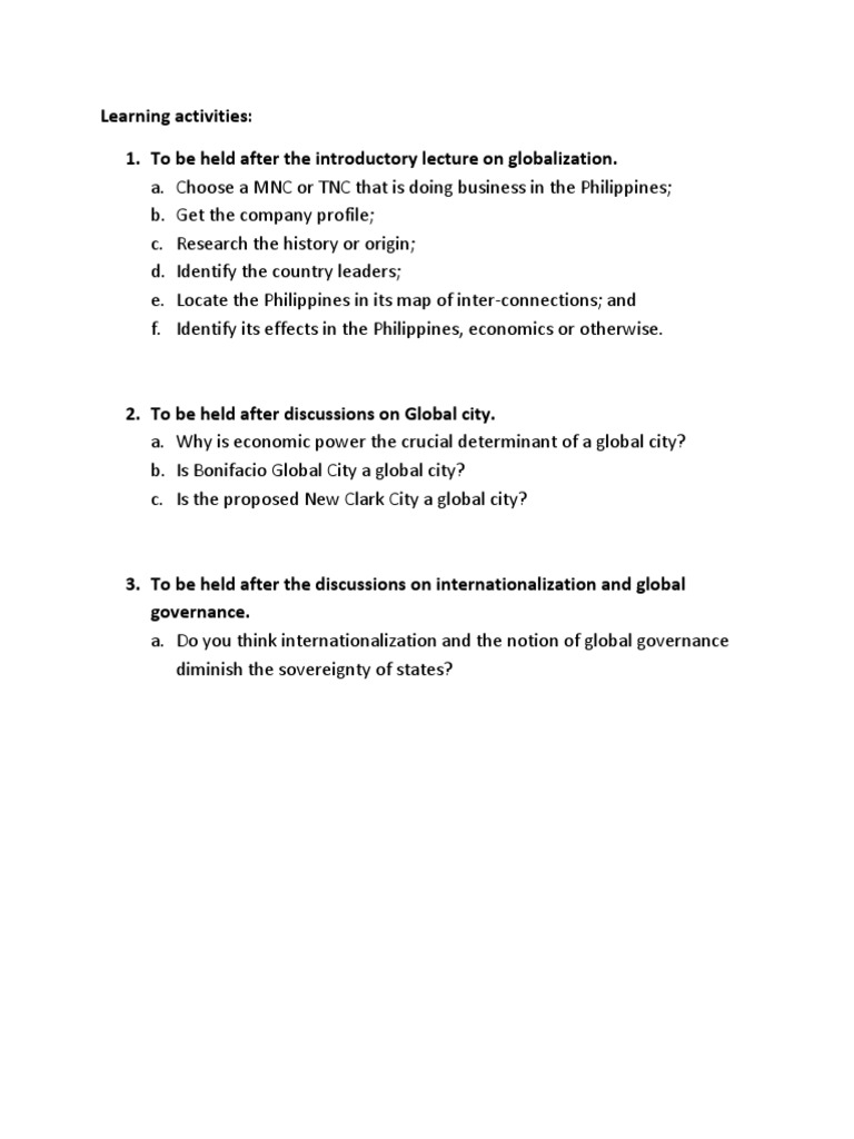 Learning Activities Pdf