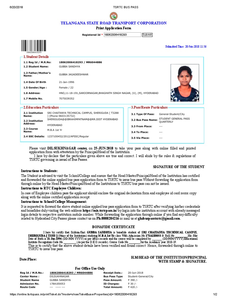 TSRTC Bus Pass | PDF | Business