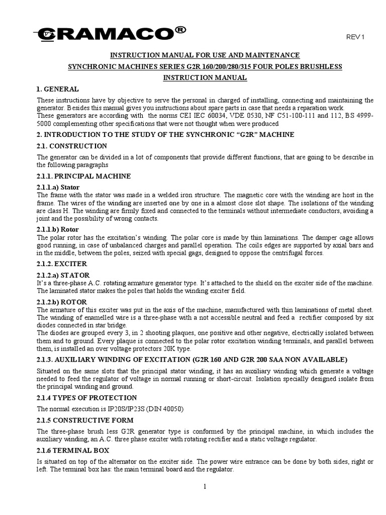 Cramaco Manual de Instrução g2r 160-315 Inglês Rev1 | PDF | Electric ...