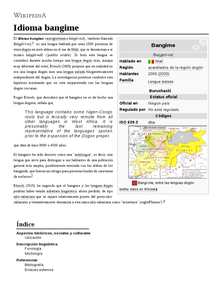 Idioma Bangime | PDF | Filología | Artes del lenguaje y disciplina