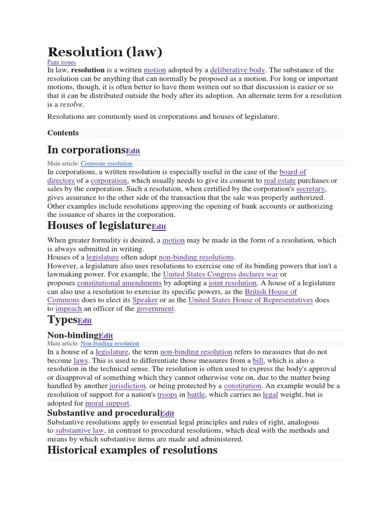 Resolution (Law) : in Corporations | PDF | Resolution (Law ...