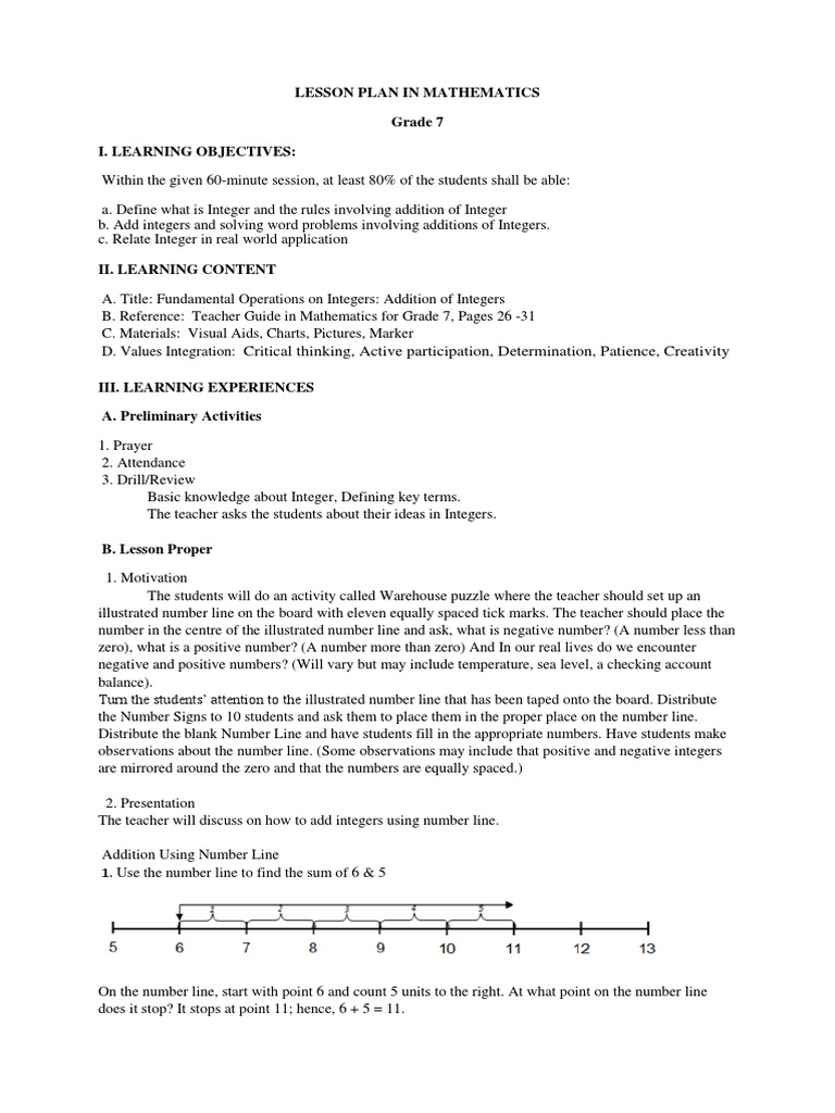 Lesson Plan in Mathematics | PDF | Numbers | Lesson Plan