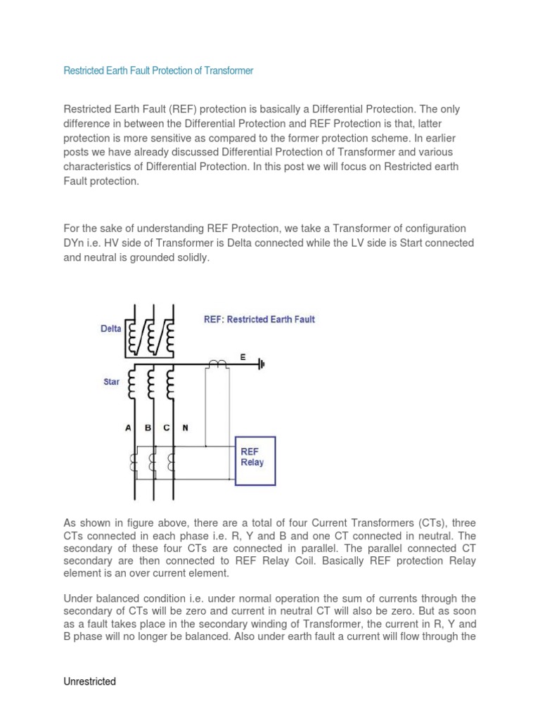 Restricted Earth Fault Protection of Transformer | Summation | Transformer