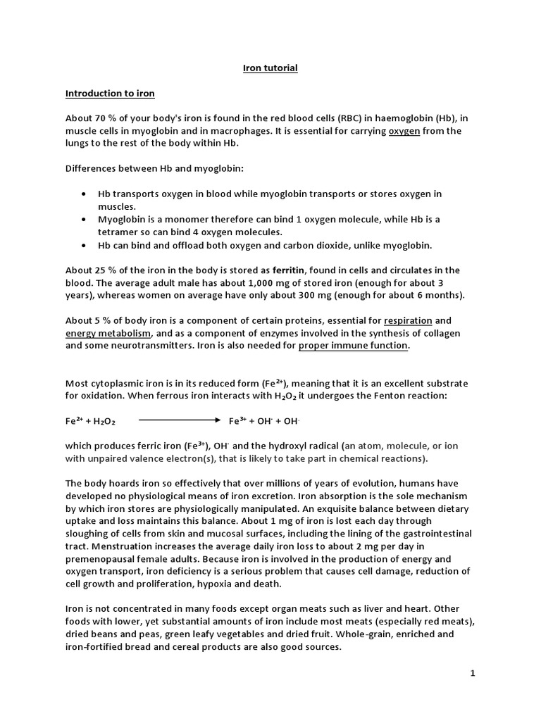 Iron Tutorial Introduction To Iron | PDF | Anemia | Iron