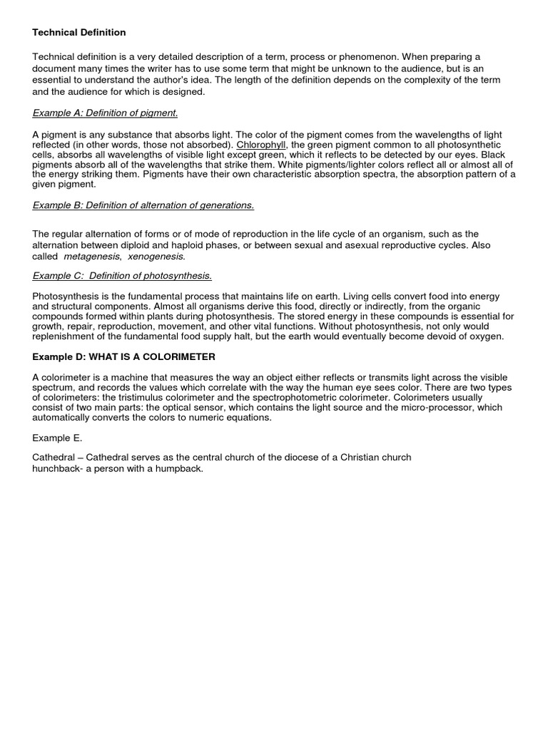 Example A: Definition of Pigment | PDF | Photosynthesis | Color