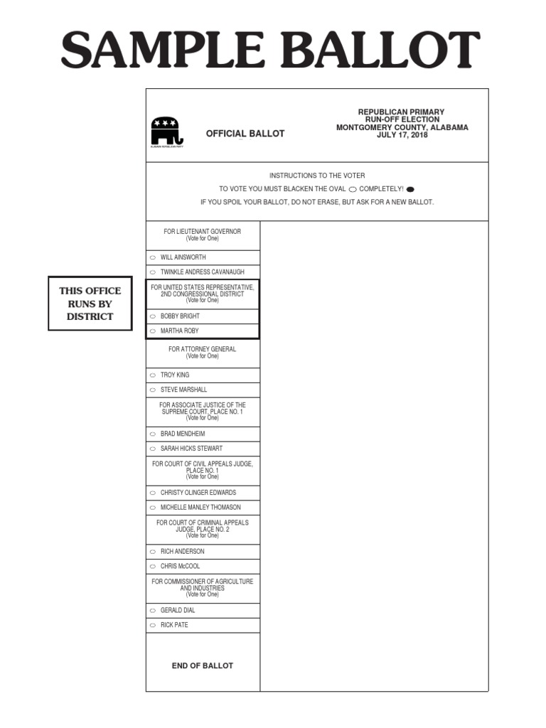 Montgomery County 2018 GOP Primary Ballot | PDF