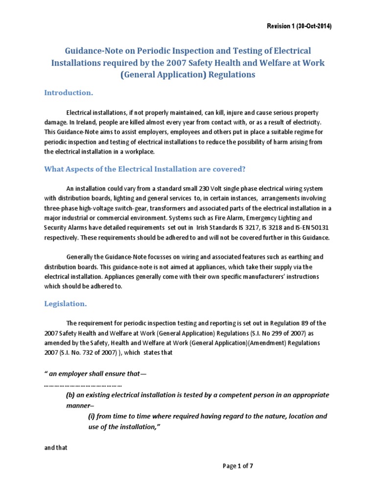 Guidance-Note On Periodic Inspection and Testing | PDF | Electrical ...