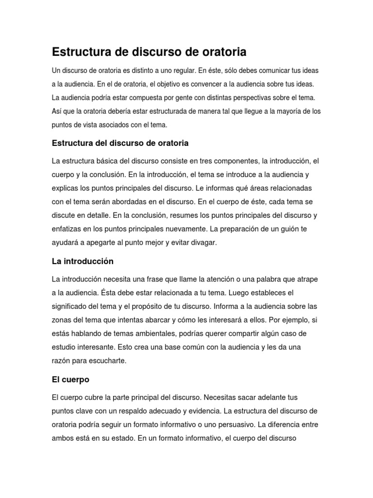Estructura de Discurso de Oratoria | PDF | Ciencia cognitiva | Epistemología