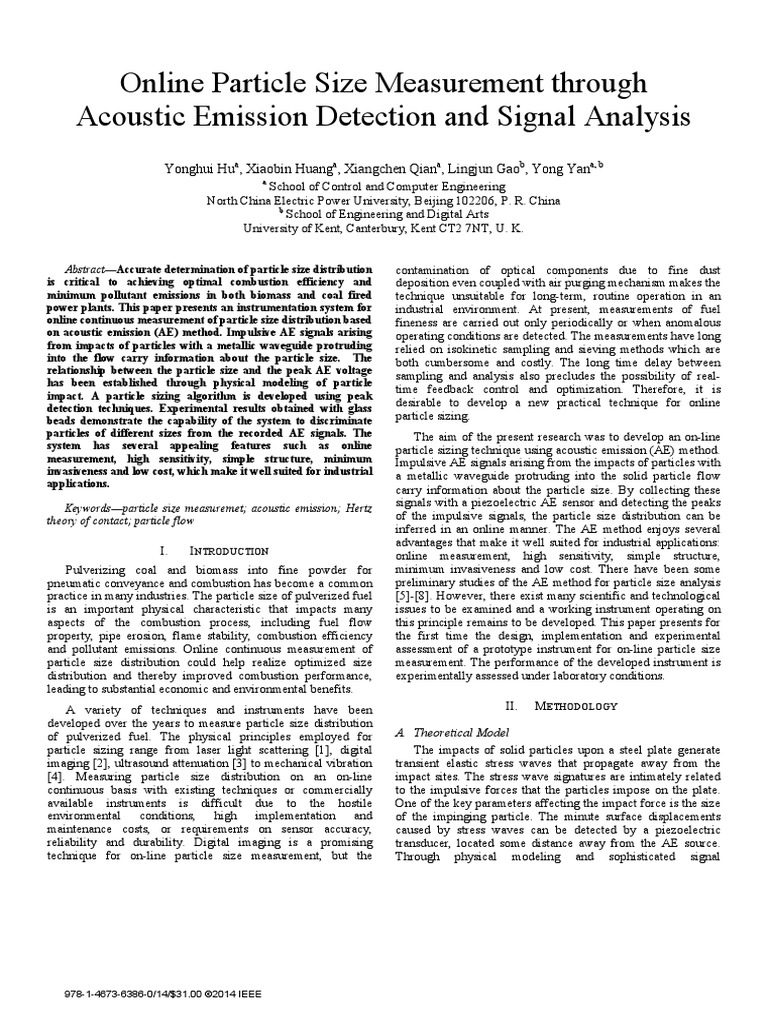 Online Particle Size Measurement Through Acoustic Emission Detection ...