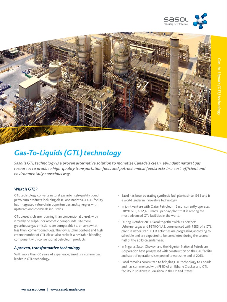 An Overview of Sasol's Proven Gas-to-Liquids Technology for Converting Natural Gas into ...
