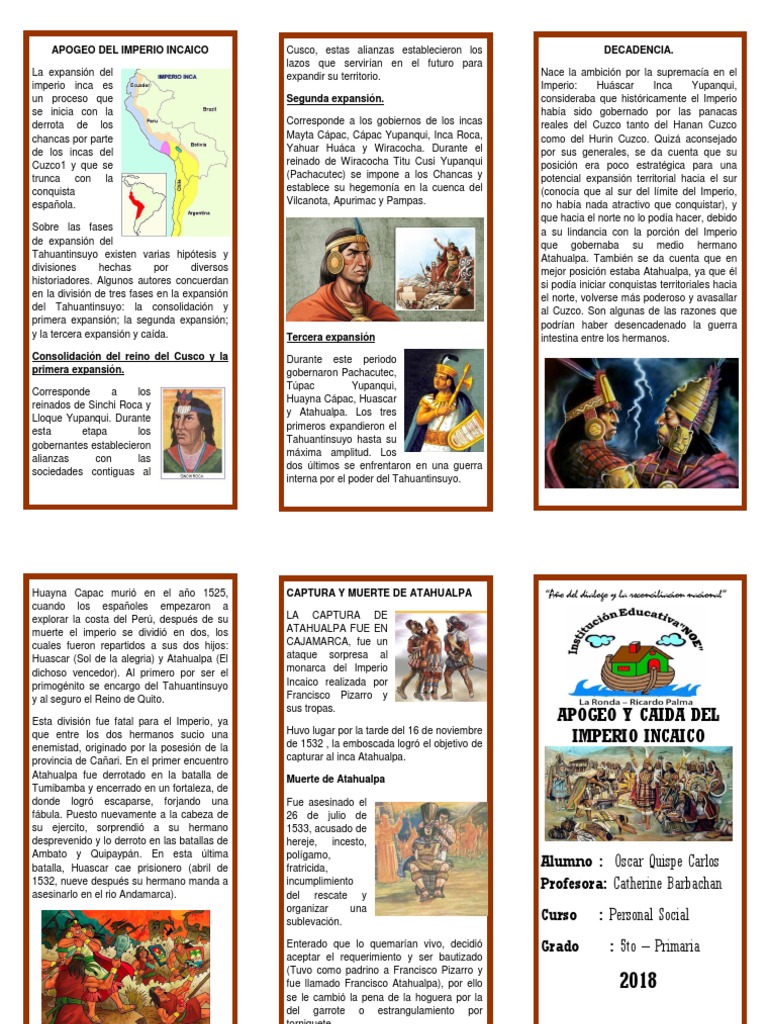 Triptico Auge y Decadencia Incaico | PDF | Imperio Inca | América del Sur