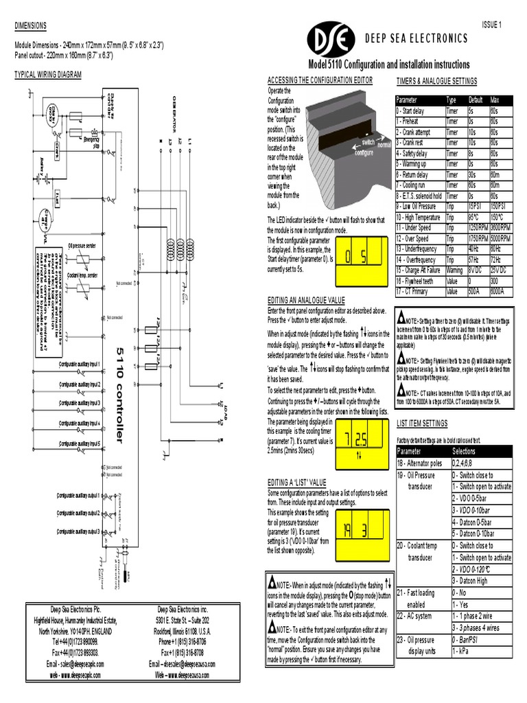 Deep Sea Electronics Model 5110 Configuration and Installation ...