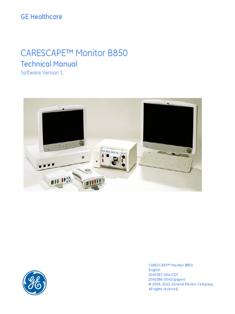 GEHC Service Manual CARESCAPE Monitor B850 v1 2011 | PDF | Safety ...
