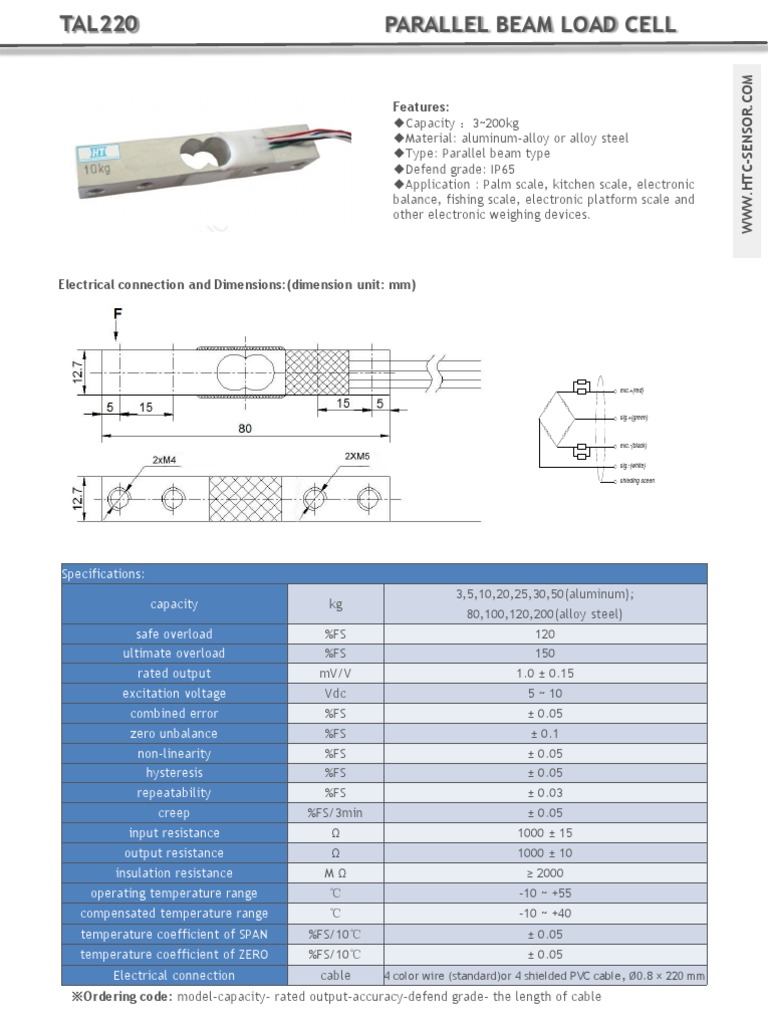 Celda de Carga Tal220 | PDF | Manufactured Goods | Electric Power