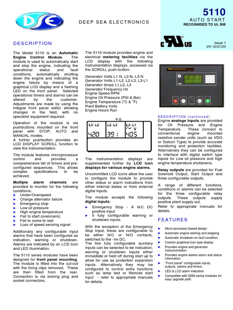Description: Deep Sea Electronics Auto Start | PDF | Instrumentation ...