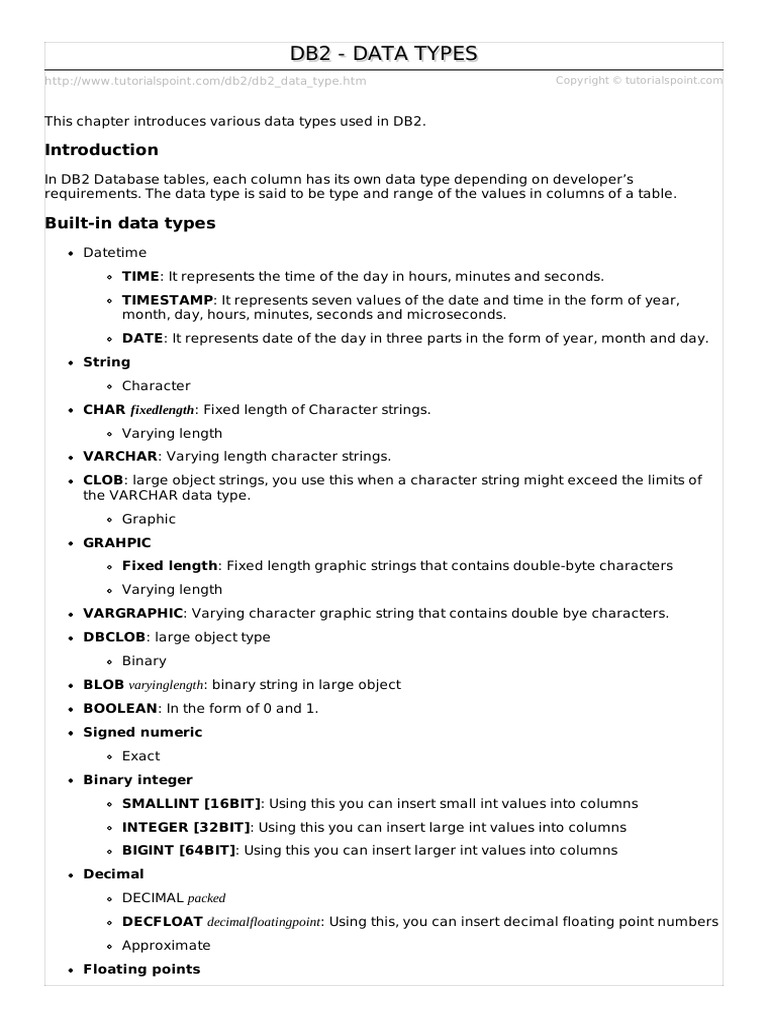 Db2 Data Type | PDF