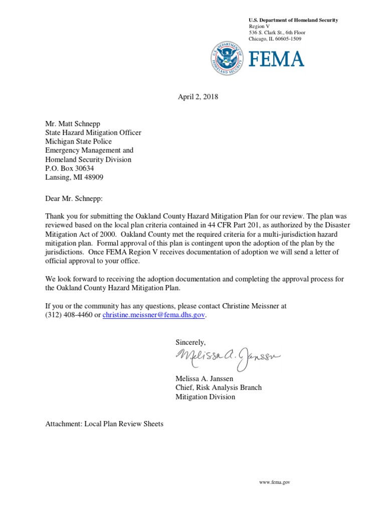 FEMA Approval Letter | PDF