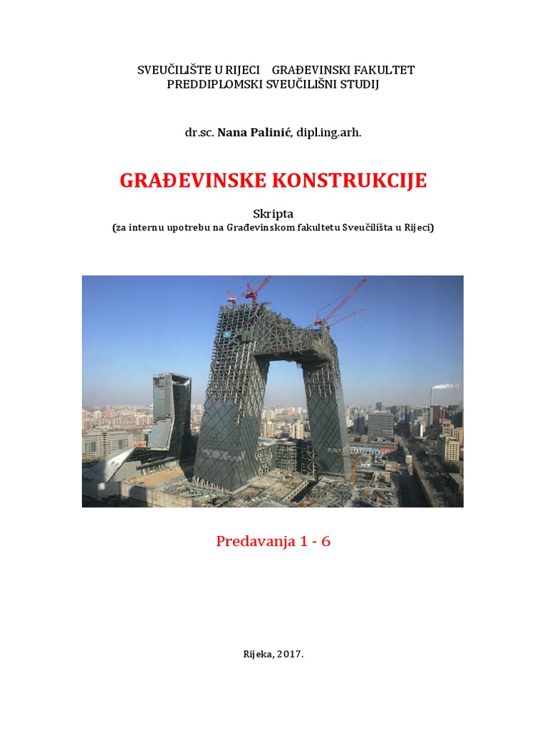 Građevinske Konstrukcije Skripta 1 | PDF