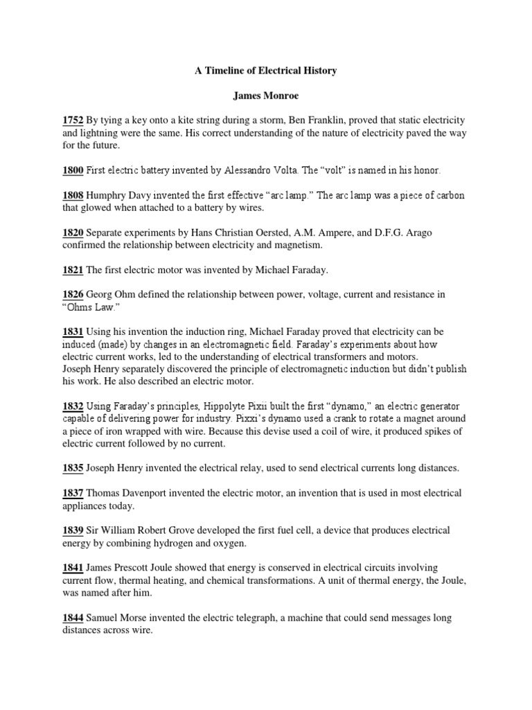 A Timeline of The Electrical History | PDF | Alternating Current ...