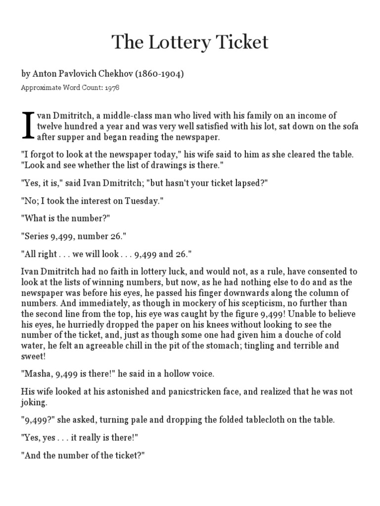 CHEKHOV, Anton. The Lottery Ticketpdf | PDF