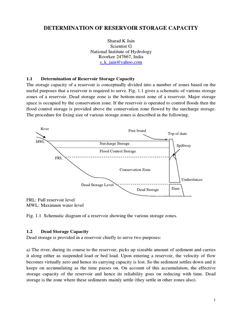 1.1 Determination of Reservoir Storage Capacity | PDF | Reservoir ...